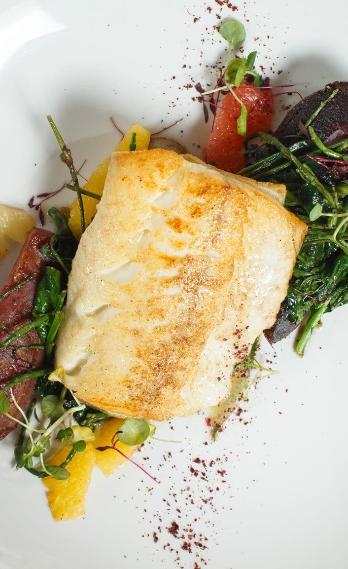 Halibut with Seashore Salad - Sole Seafood and Grill Dublin